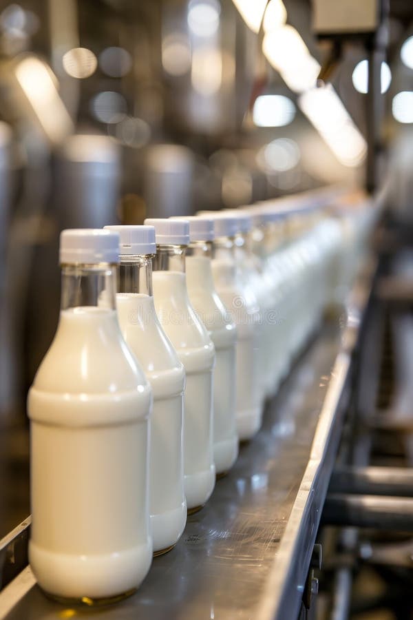 Efficiently Managed Bottled Milk Production Line in a Standard Factory ...