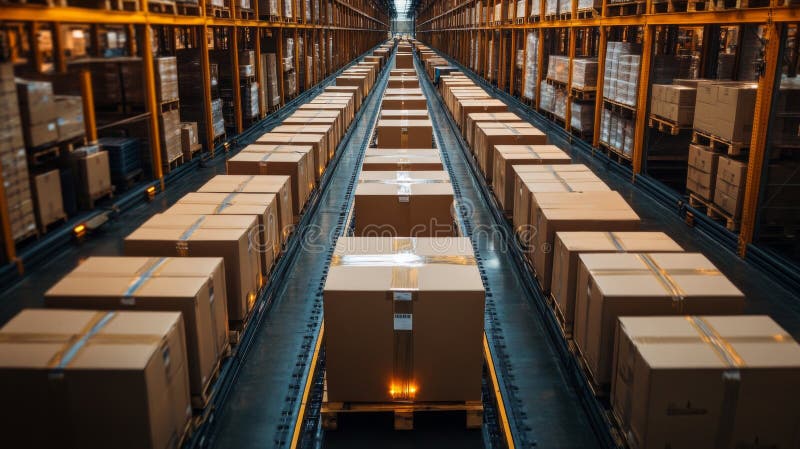 Efficiently Organized Distribution Center Warehouse with Rows of ...