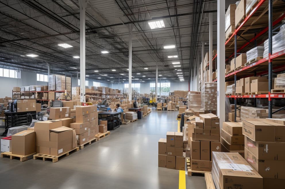 Efficiently Organized Packaging in a Distribution Warehouse, Neatly ...