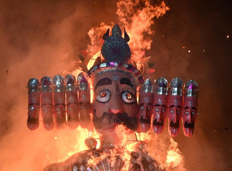 Effigy of Devil Ravan Set on Fire Stock Image - Image of fire, ravan ...