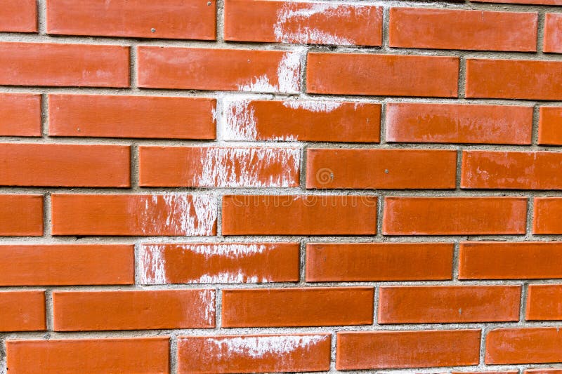 Efflorescence on New Red Bricks Wall Stock Image - Image of texture ...