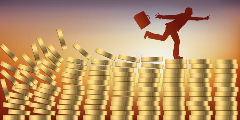 Concept of an Economic and Financial Disaster with a Man Trying To ...