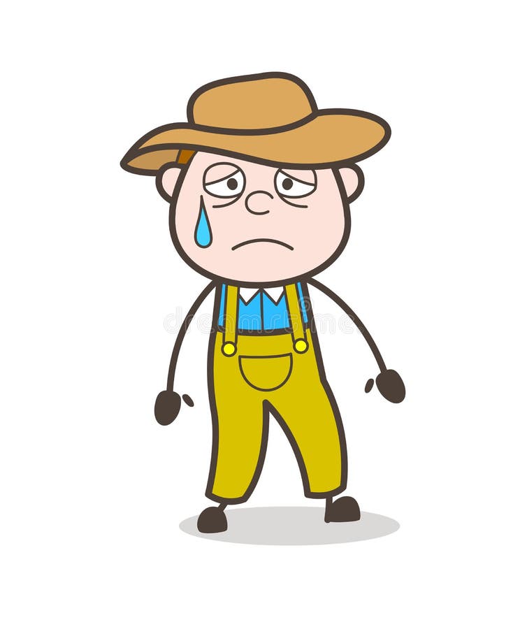 Sad Cartoon Farmer Emotional Face Stock Illustration - Illustration of ...