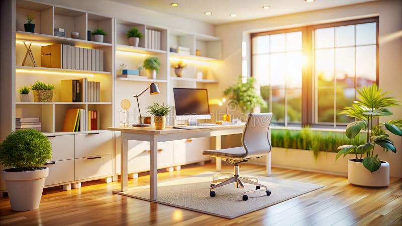 Effortless Elegance a Modern Minimalist Home Office Workspace Featuring ...