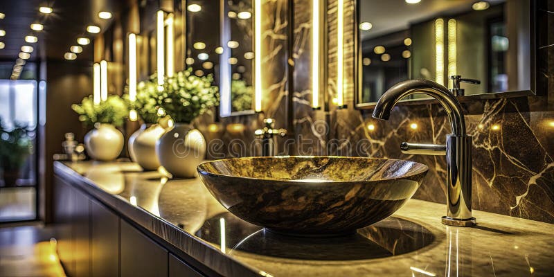 Effortless Luxury a Modern Bathroom Wash Basin with Brown Marble and ...