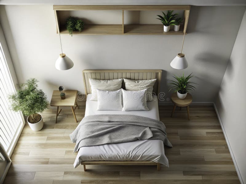 Effortless Minimalist Single Bed Design a TopDown View of a Serene and ...