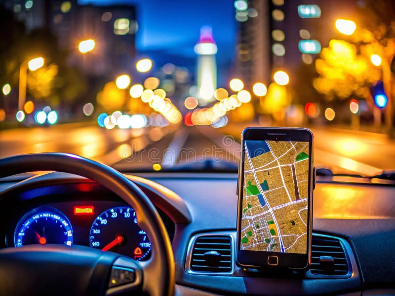 Effortless Night Driving Navigation Smartphone GPS Map Illuminates Your ...
