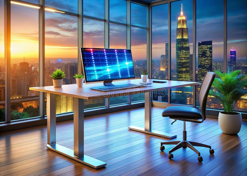 Effortless Productivity a Modern Smart Desk with Integrated Controls ...