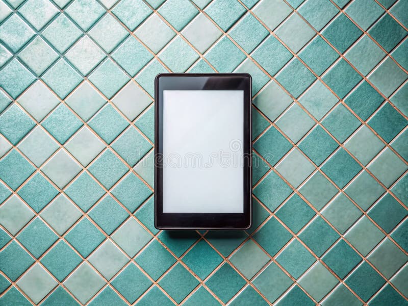 Effortless Reading Experience a Modern Ereader on a Pristine White Tile ...