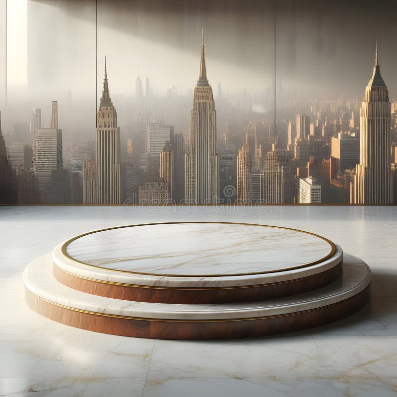 Chic Marble Podium with Brass Accents and Urban Flair Stock ...