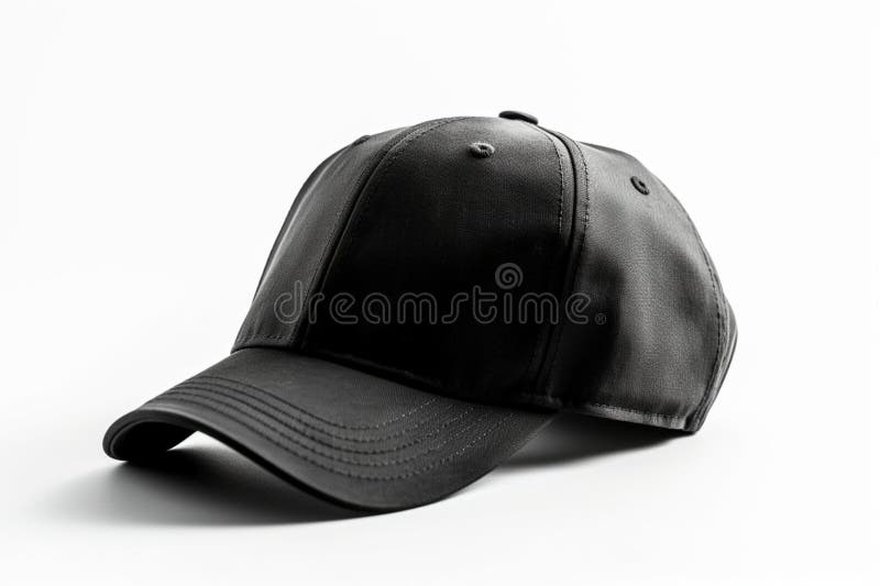 Effortlessly Cool, Empty Black Cap Mockup on White Background Stock ...