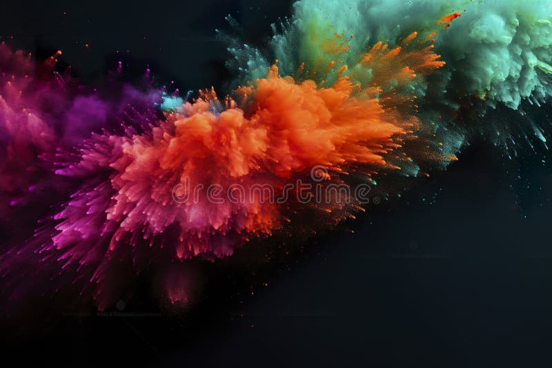 An Effusive Explosion of Colored Powder on a Black Background Creating ...