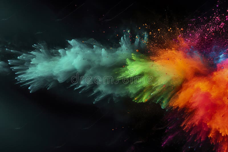 An Effusive Explosion of Colored Powder on a Black Background Creating ...