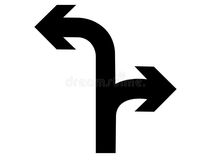 Black Arrow Design Indicating Three Directions Stock Illustration ...