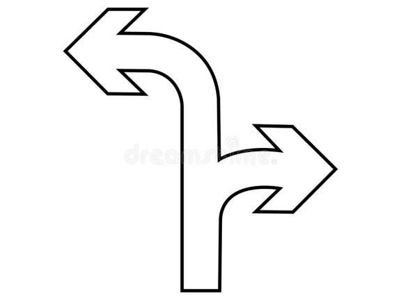 Black Silhouette of a Dual-directional Arrow Symbol Lineart Stock ...