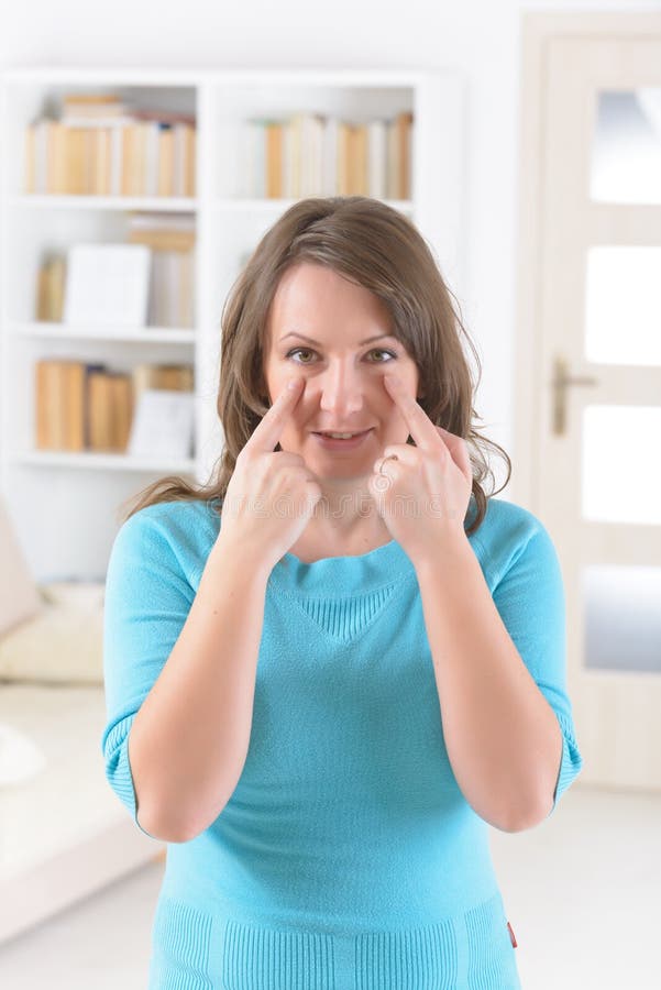 EFT tapping points stock photo. Image of woman, emotional - 170081680