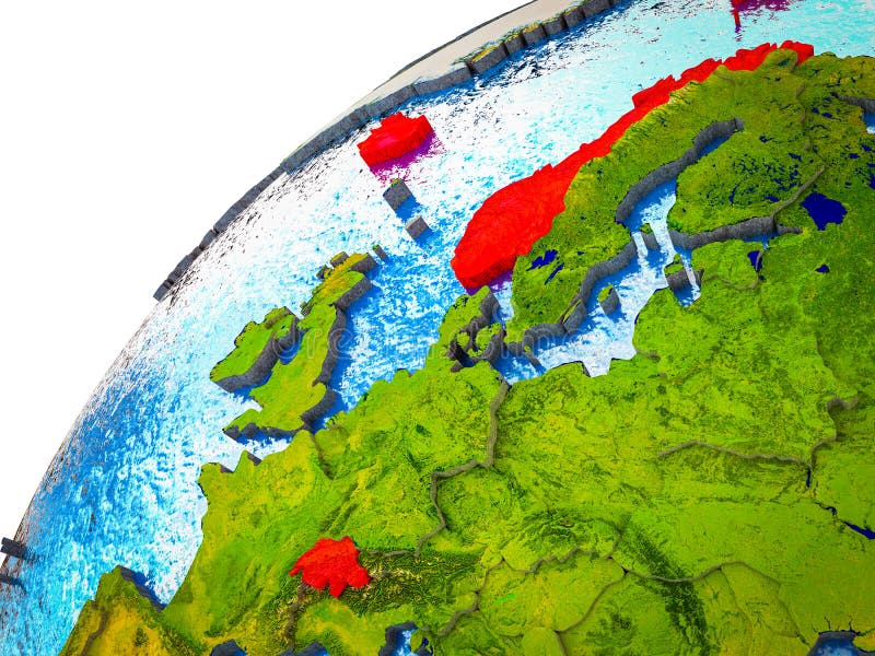 EFTA countries on 3D Earth stock illustration. Illustration of trade ...