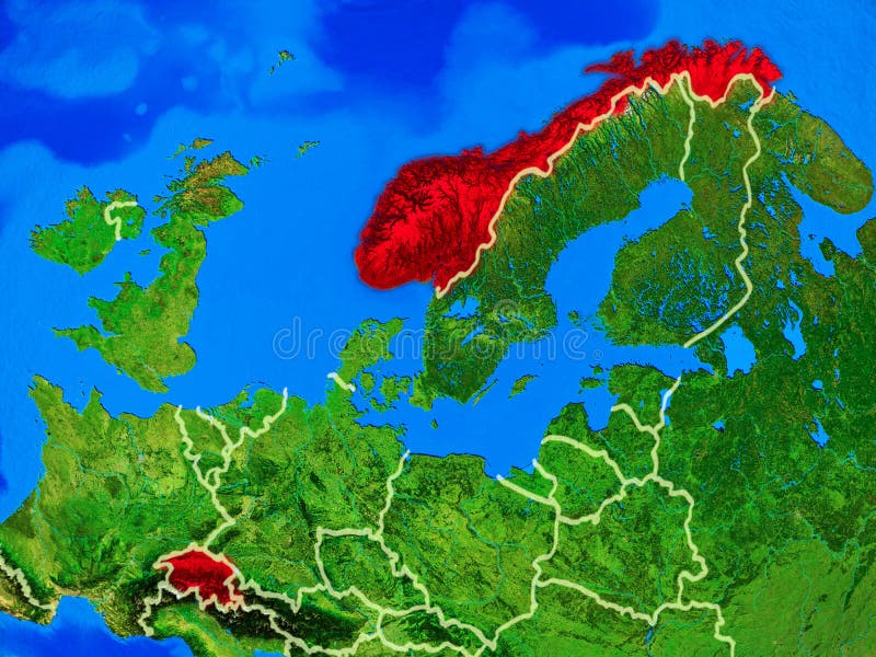 EFTA Countries on Earth with Borders Stock Illustration - Illustration ...