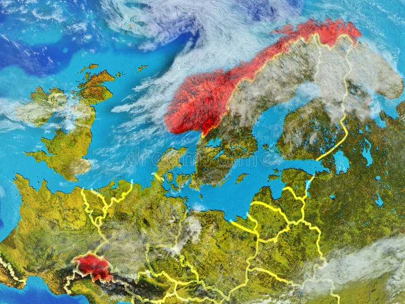 Map of EFTA Countries on 3D Earth Stock Illustration - Illustration of ...