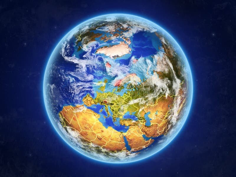 EFTA Countries on Earth from Space Stock Illustration - Illustration of ...