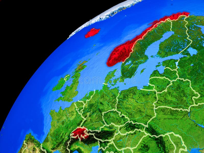 EFTA Countries on Earth from Space Stock Illustration - Illustration of ...