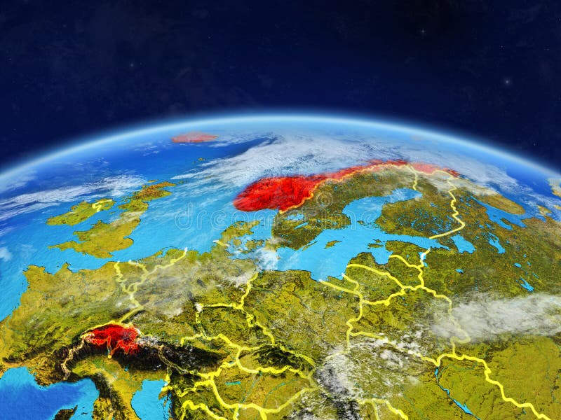 EFTA Countries on Earth from Space Stock Illustration - Illustration of ...