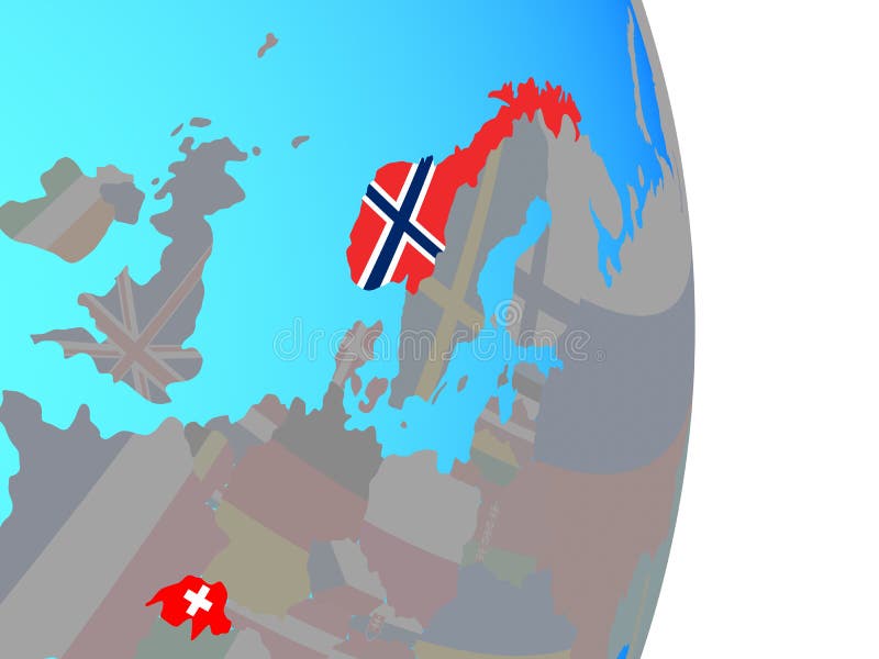 EFTA Countries With Flags On Globe Stock Illustration - Illustration of ...