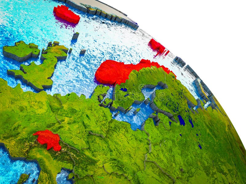 Map of EFTA Countries on 3D Earth Stock Illustration - Illustration of ...