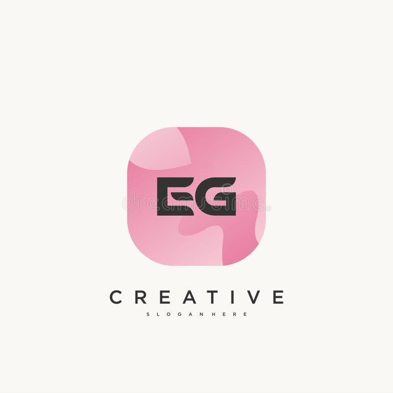 EG Initial Letter Logo Icon Design Template Elements with Wave Colorful ...