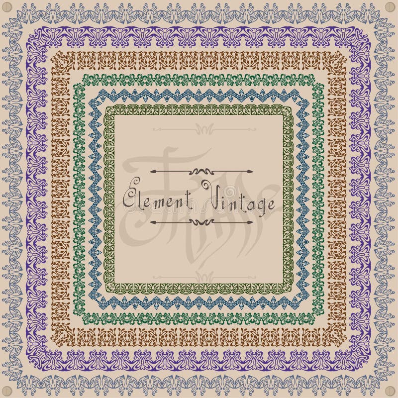 Egde or Square Frame Vintage Old Pattern Stock Vector - Illustration of ...