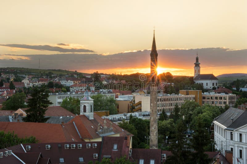 The Eger Minaret at Sunset, Hungary Stock Image - Image of region, eger ...