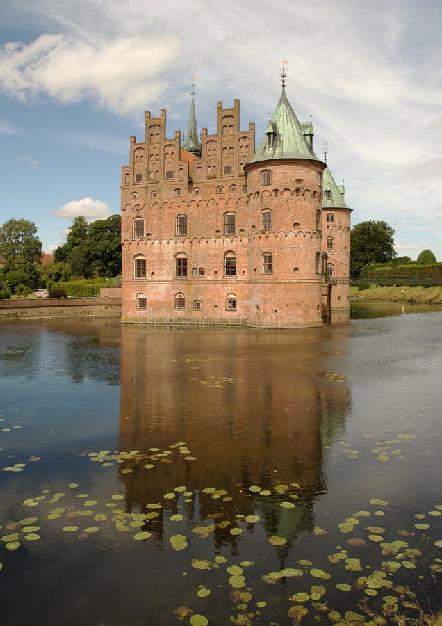 Egeskov castle in Denmark stock photo. Image of water - 76073506