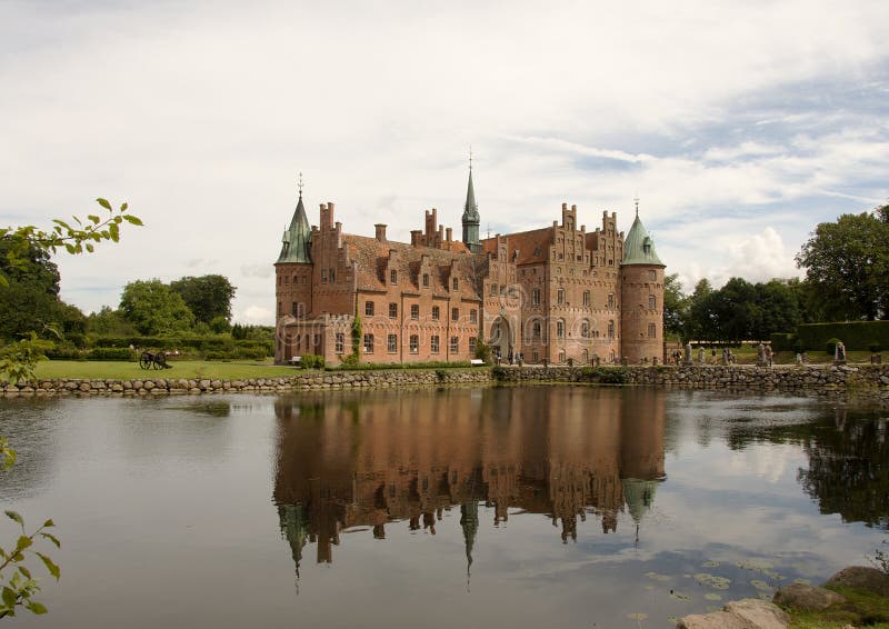 Egeskov castle in Denmark stock photo. Image of water - 76073506
