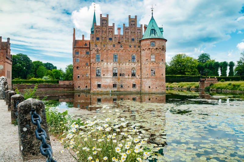 Egeskov Castle on Funen Island in Denmark Stock Photo - Image of blue ...