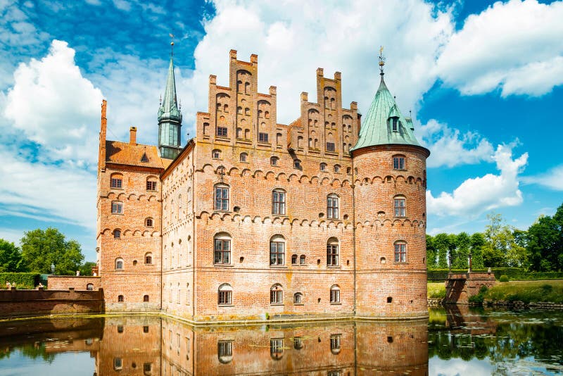 Egeskov Castle on Funen Island in Denmark Stock Photo - Image of bridge ...