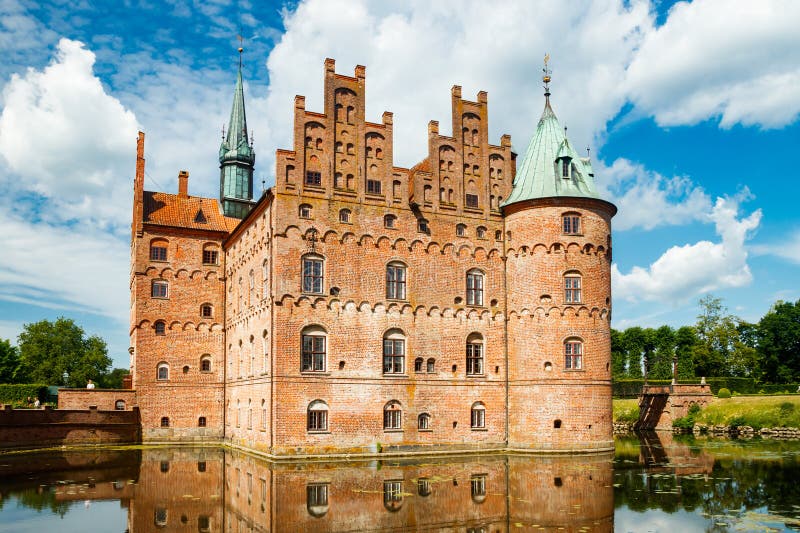 Egeskov Castle on Funen Island in Denmark Stock Photo - Image of house ...