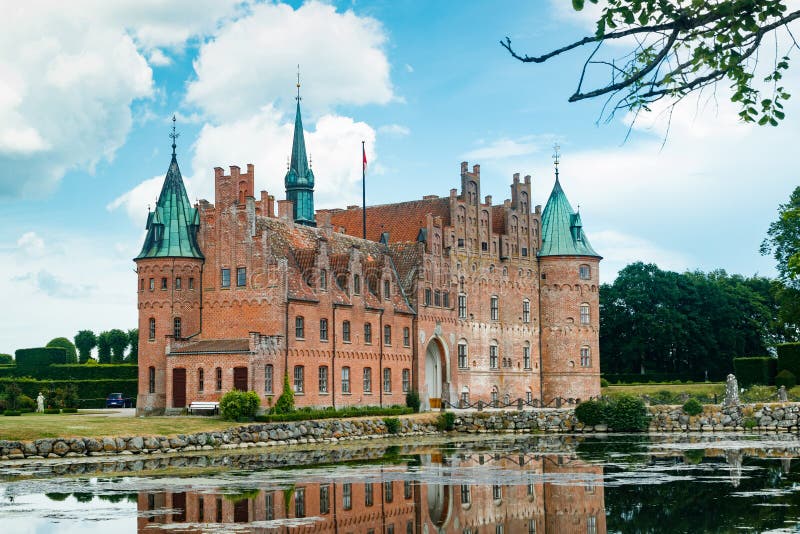 Egeskov Castle on Funen Island in Denmark Stock Photo - Image of cloud ...