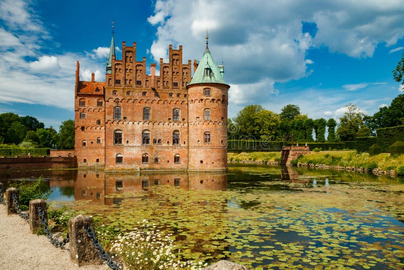 Egeskov Castle on Funen Island in Denmark Stock Image - Image of flag ...
