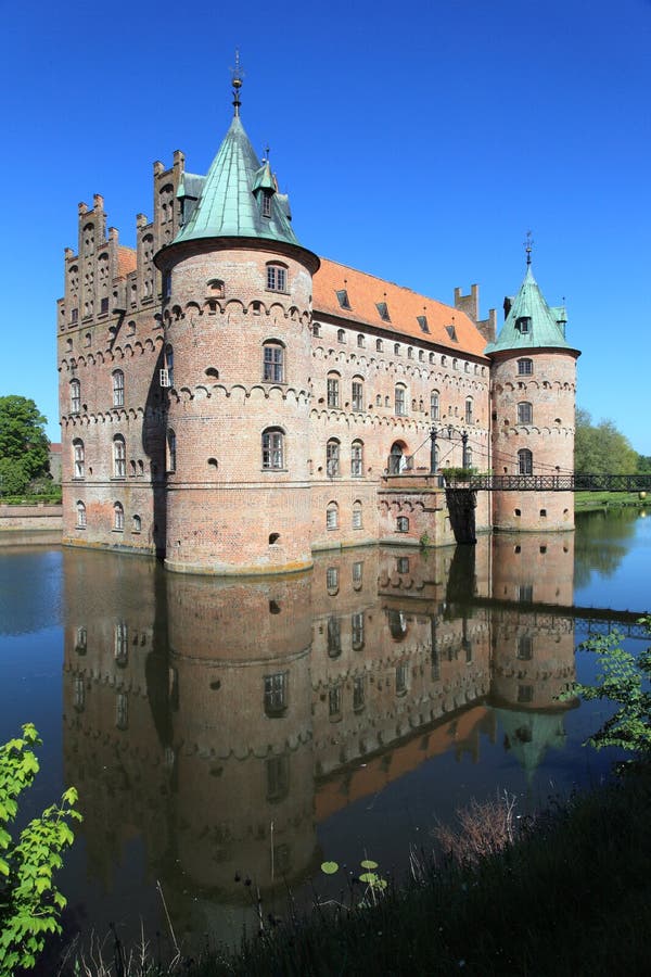 Egeskov Castle and Reflection Stock Image - Image of landmark, romantic ...