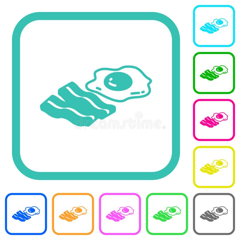 Egg and Bacon Vivid Colored Flat Icons Stock Vector - Illustration of tasty, cooked: 287429094