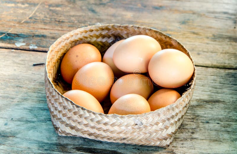 Egg in Bamboo Mat Basket in Noon Stock Photo - Image of farm, healthy ...