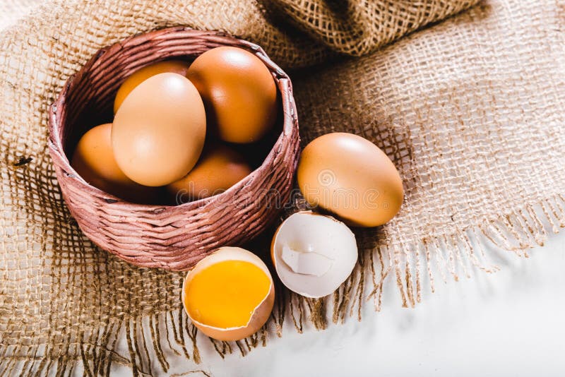 Egg in a basket stock photo. Image of life, brown, natural - 72929060