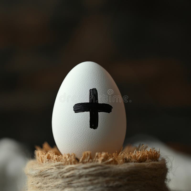 Egg with a Black Cross Symbol on a Rustic Cloth Base. Stock Photo ...