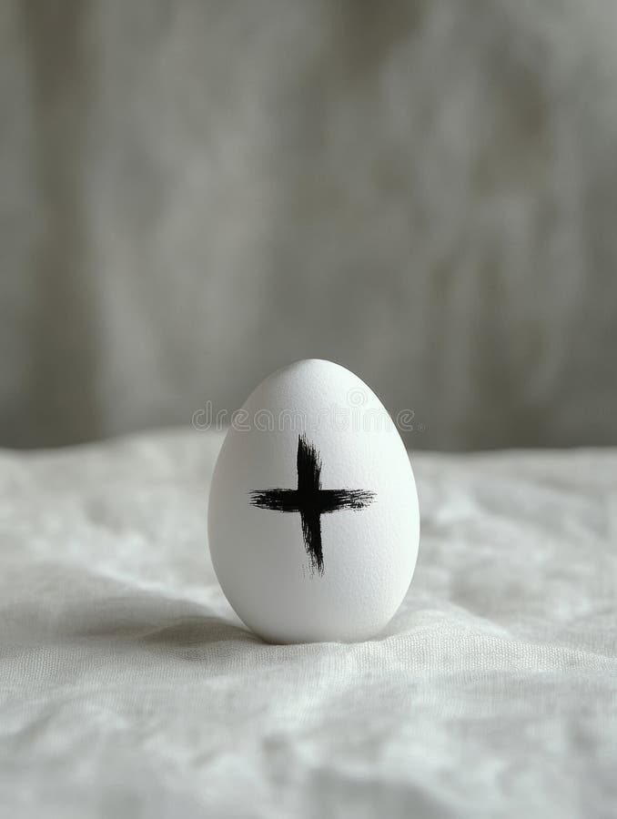 Egg with a Black Cross on a Textured White Background. Stock Photo ...