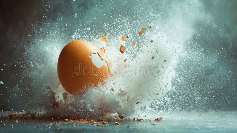 Egg Breaking in an Explosion of Powder and Motion Stock Photo - Image of texture, explosion ...