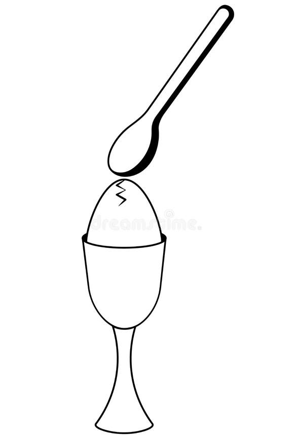 The Egg is Broken with a Teaspoon. Crack in the Shell. Sketch. Soft ...
