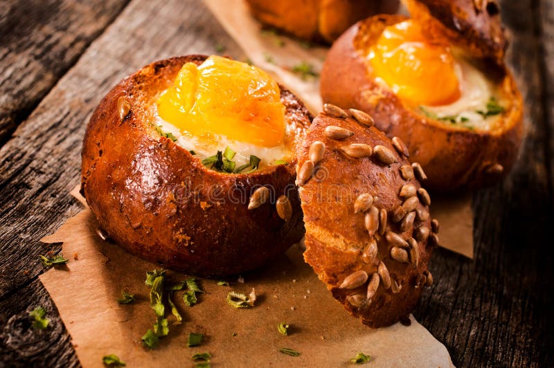 Egg in bun stock image. Image of wooden, stuffed, hors - 36471211