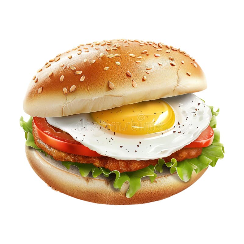 Egg Burger on Transparent Background - Ai Generated Stock Illustration ...