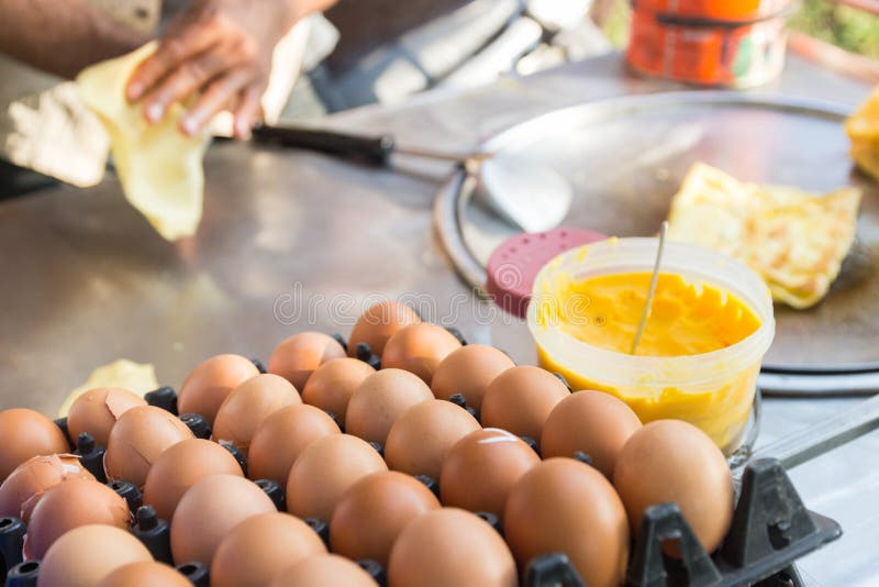 Egg and Butter for Cooking Crispy Flat Bread or Roti Stock Image ...