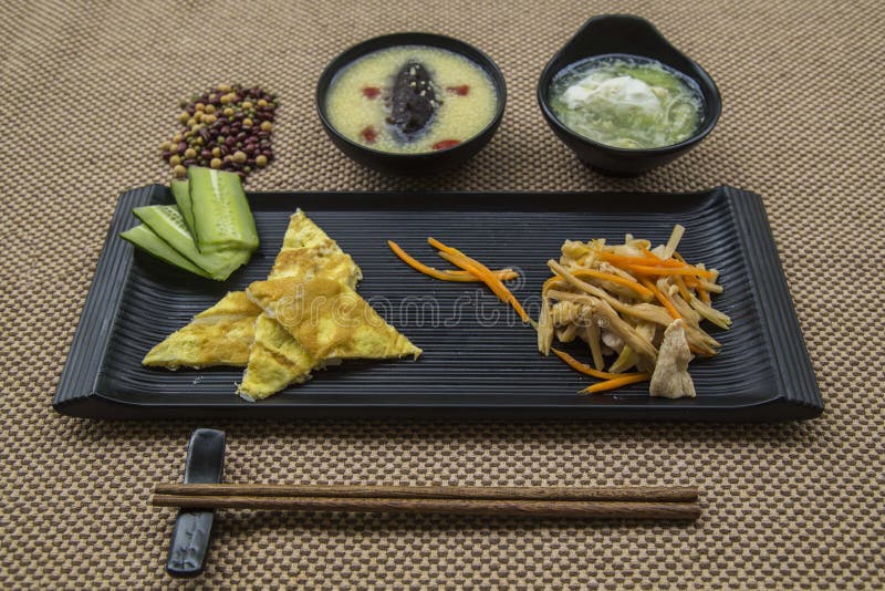 Egg Cake, Roughage Steamed Bread and Side Dishes Breakfast Set Meal ...